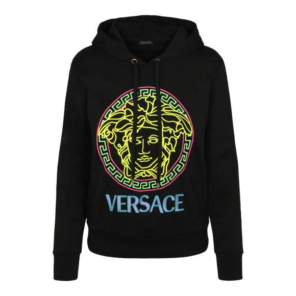 Versace | Tops | Versace Embroidered Knit Sweatshirt Black Womens ...
